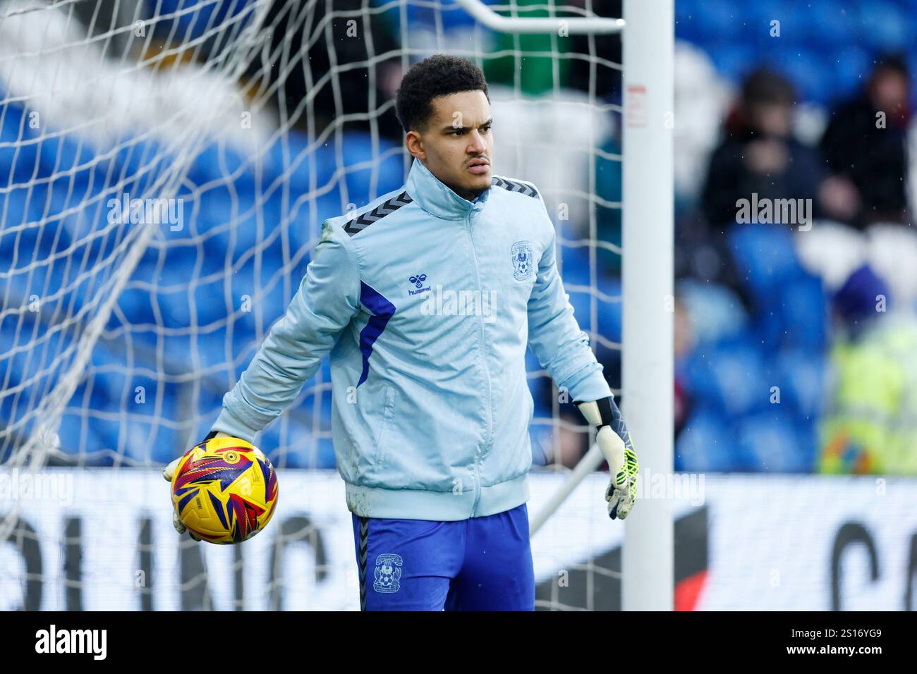 Coventry City goalkeeper Oliver Dovin warms up ahead of the Sky Bet ...