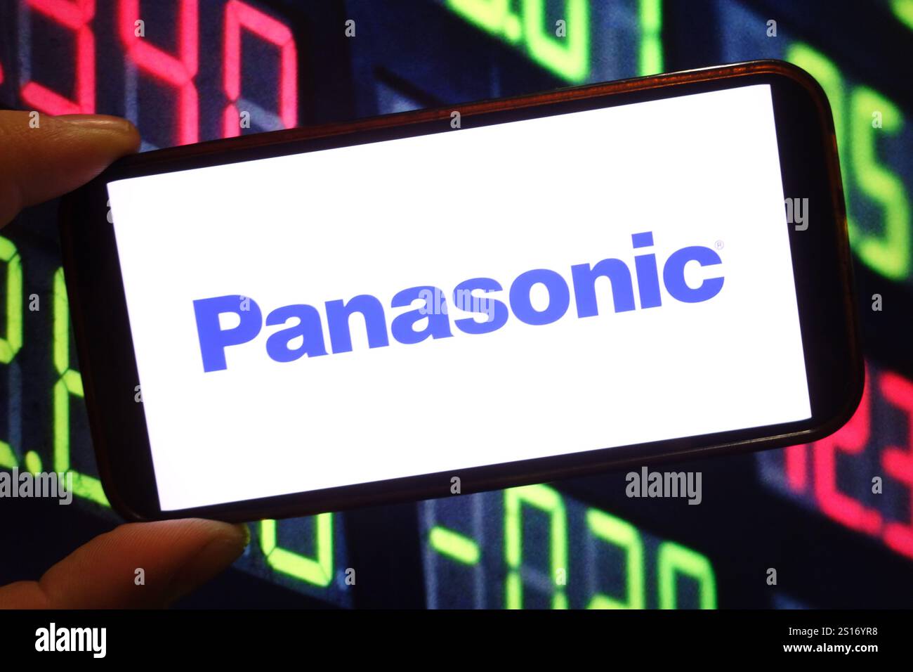 In this photo illustration, the Panasonic company logo is seen displayed on a smartphone screen ...