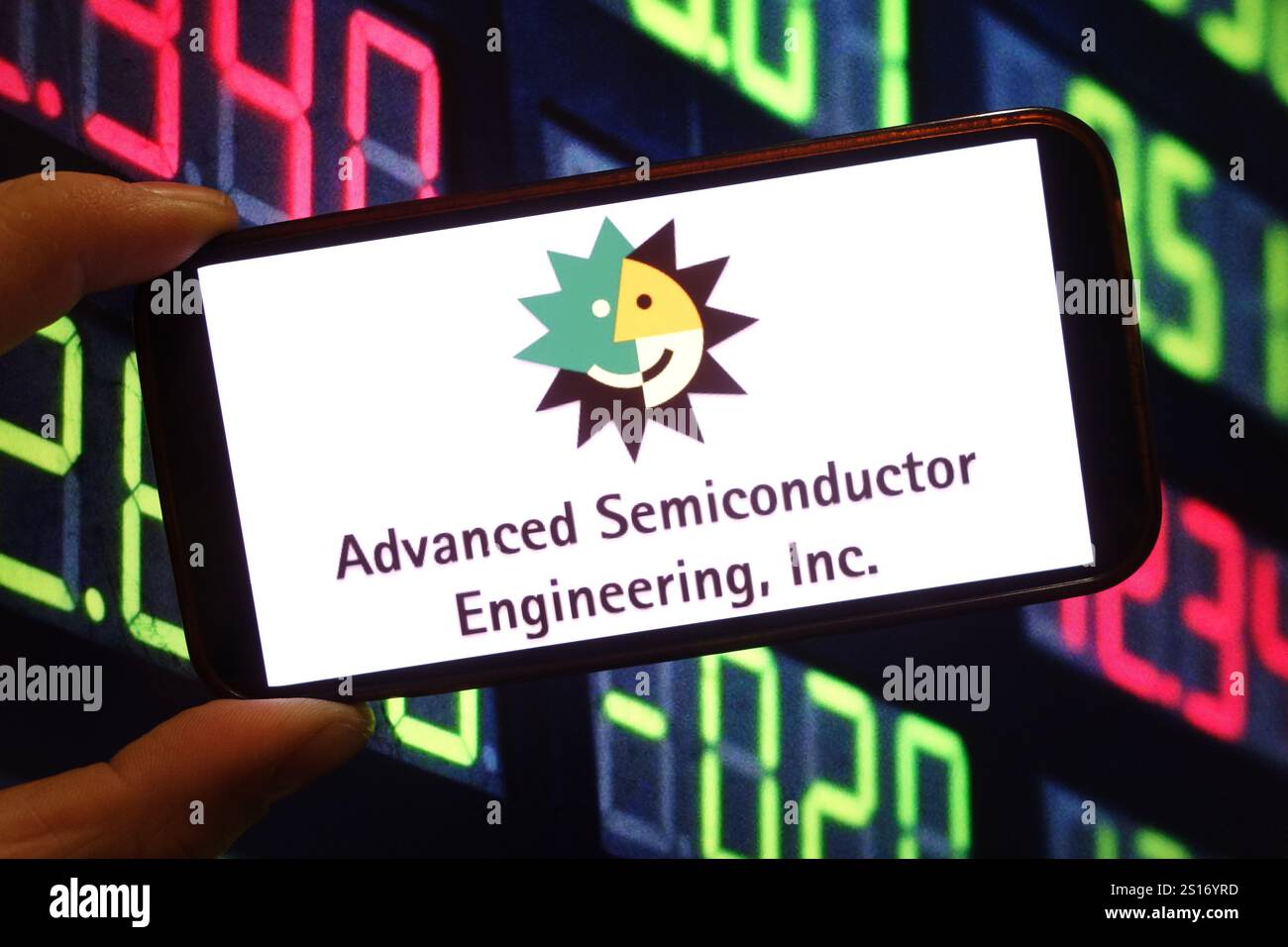 In this photo illustration, the ASE Group company logo is seen ...