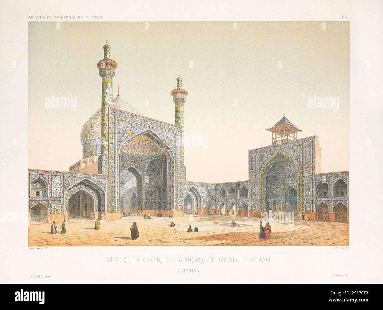 Inside courtyard of the Mesdjid-I-Shah Mosque, Isfahan. . Vintage ...