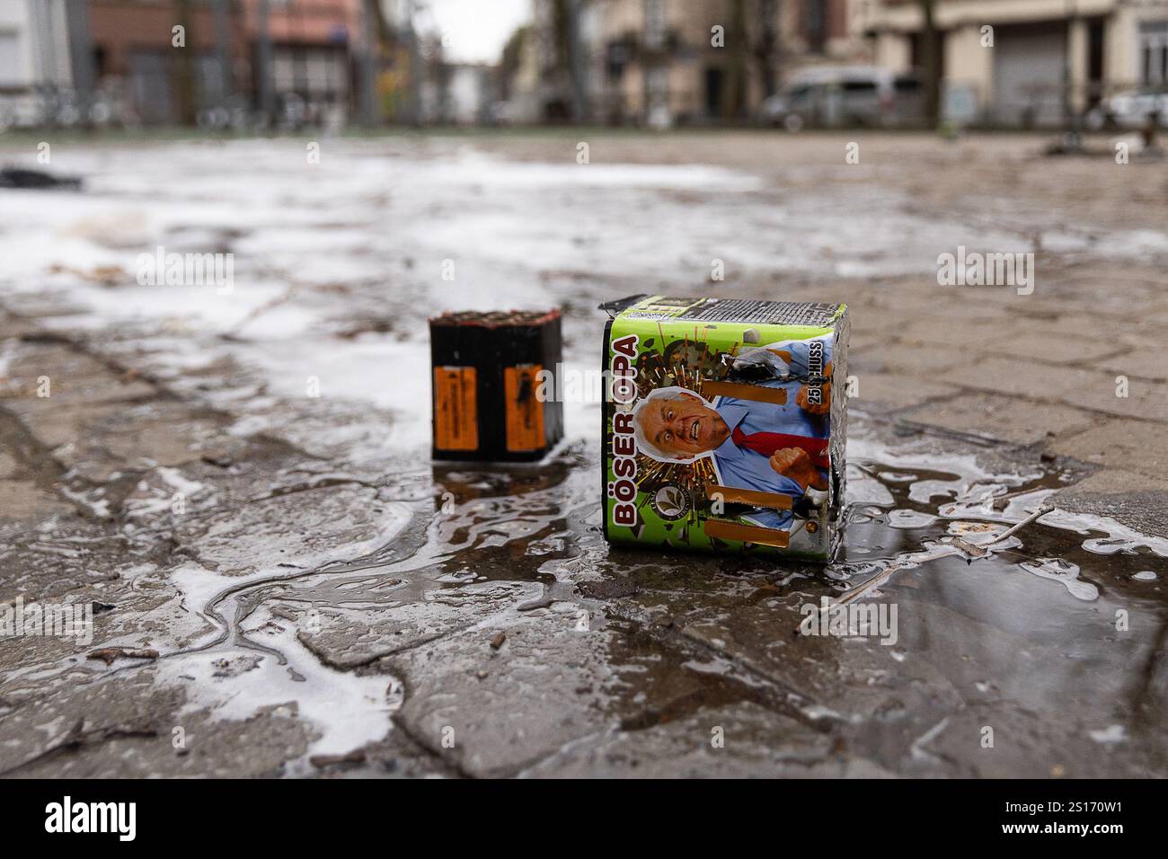 Brussels, Belgium. 01st Jan, 2025. fireworks residue pictured after New ...