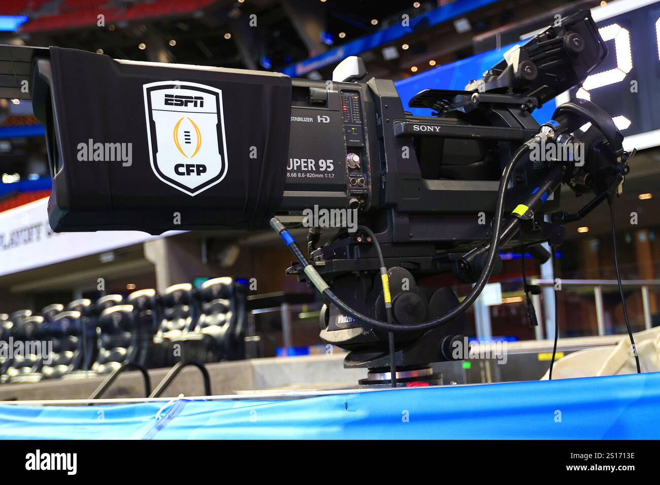 ATLANTA, GA - JANUARY 01: An ESPN television camera in the endzone ...