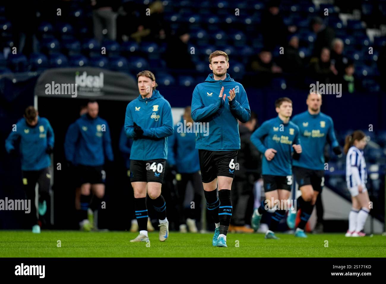 Preston North End's Liam Lindsay during the warm up before the Sky Bet ...