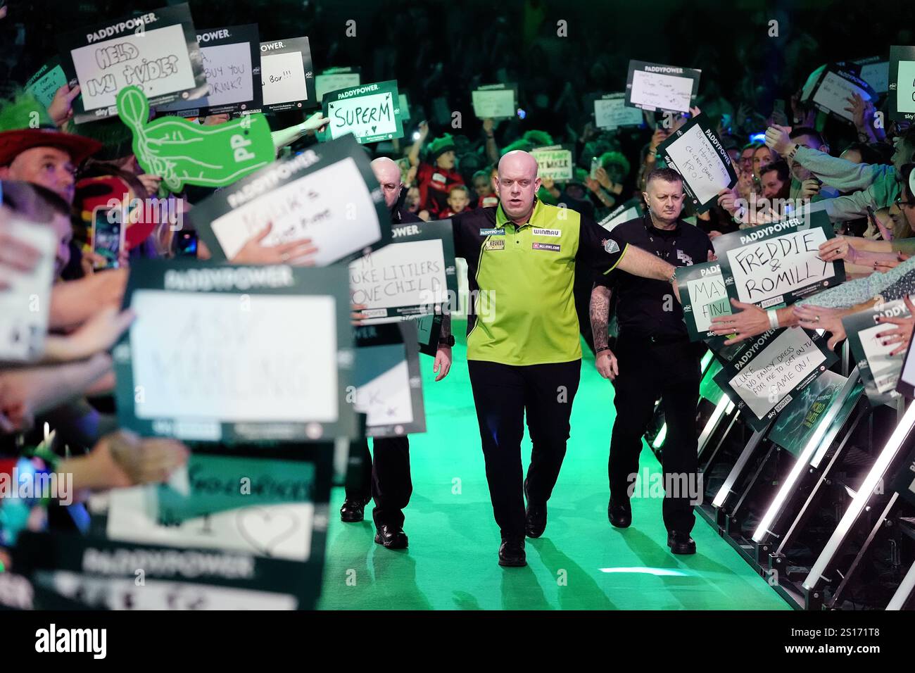 Michael van Gerwen walks out for their quarter final match against ...