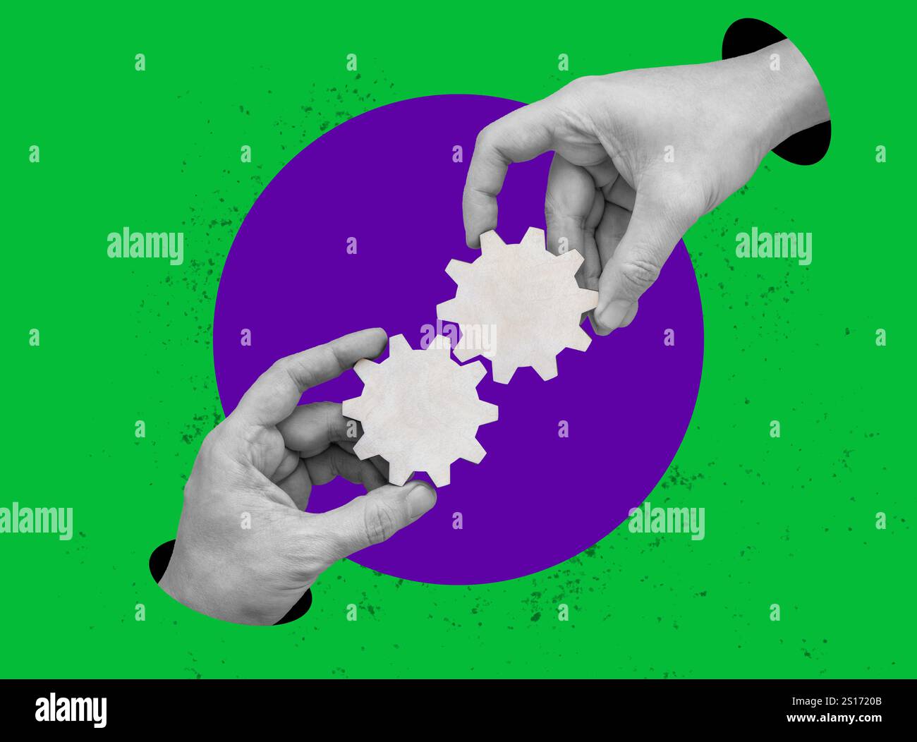 Collage of hands connecting gears. Teamwork and collaboration Stock ...
