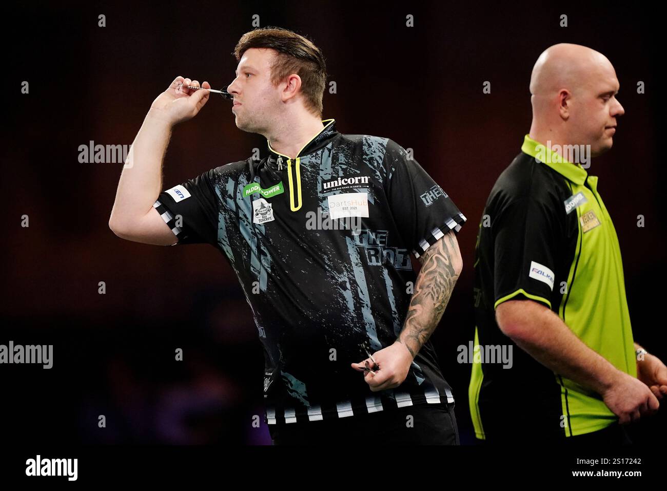 Callan Rydz (left) in action during their quarter final match against ...