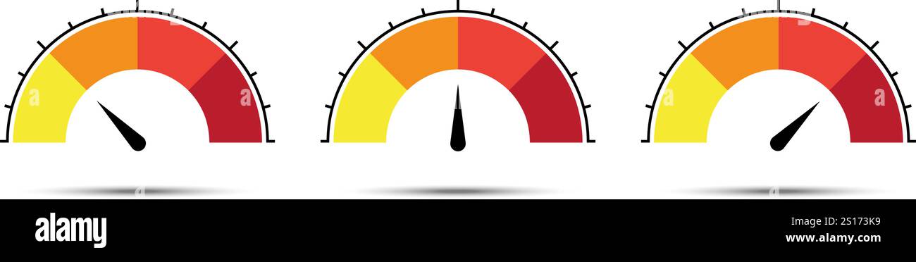 Speedometer or rating meter signs, gauge meters. Vector illustration ...