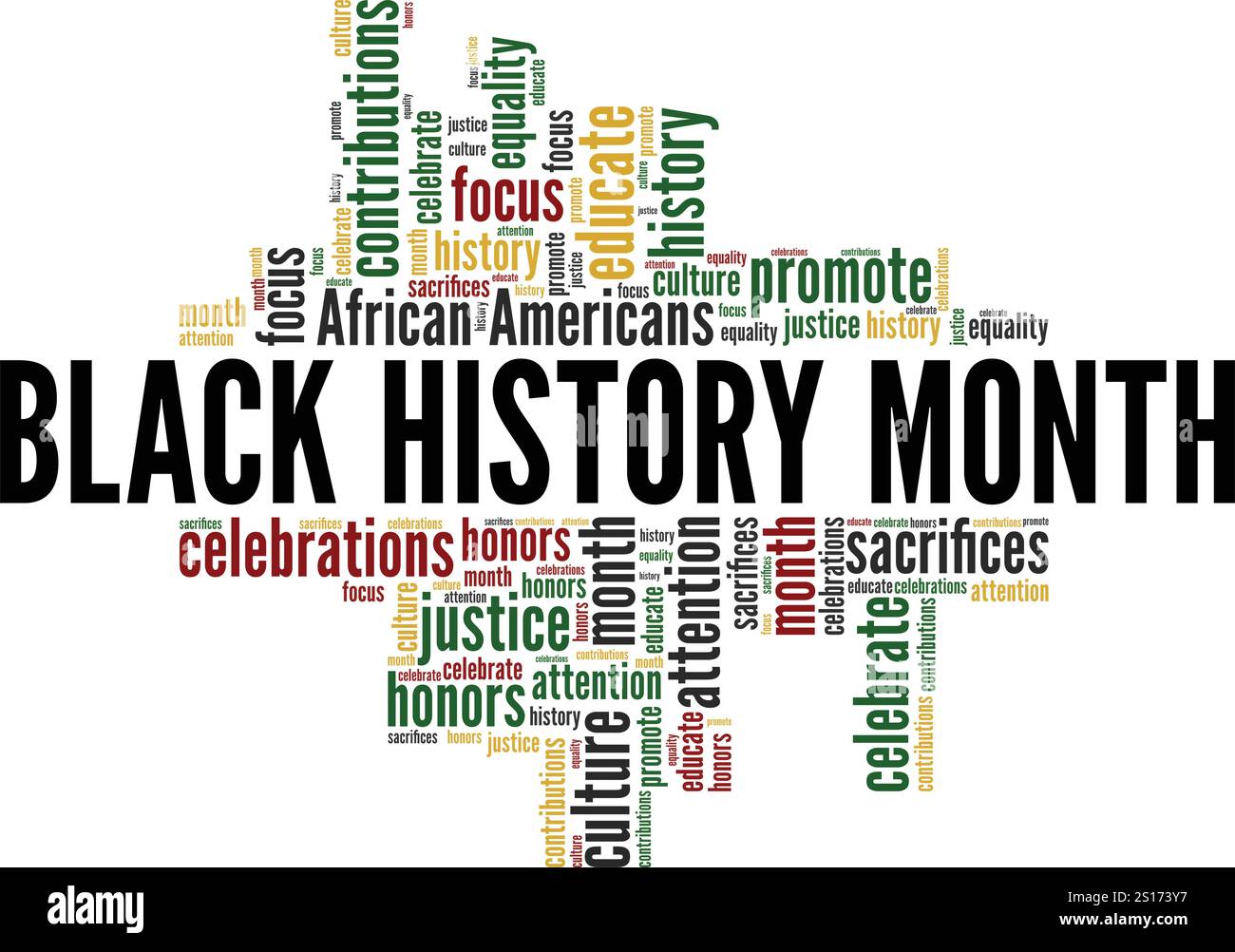 Black History Month word cloud conceptual design isolated on white ...