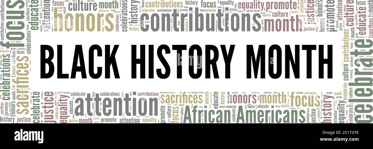 Black History Month word cloud conceptual design isolated on white ...