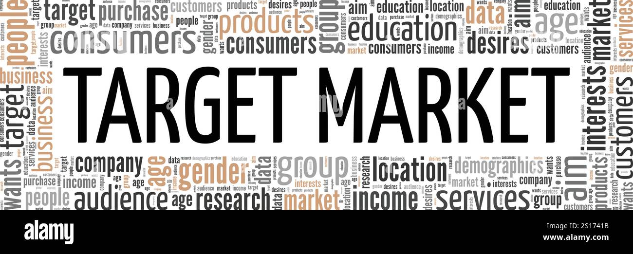 Target Market word cloud conceptual design isolated on white background ...