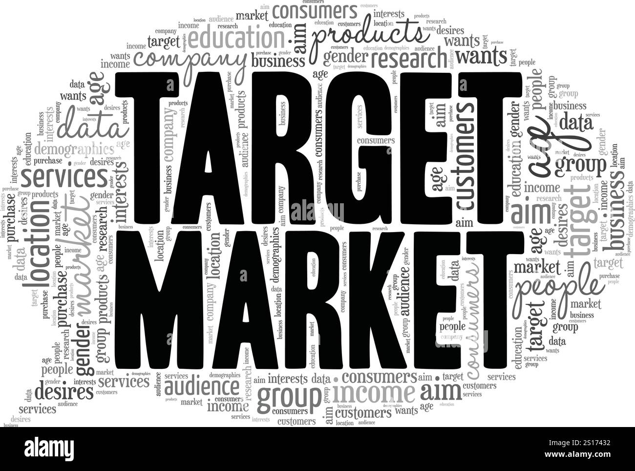 Target Market word cloud conceptual design isolated on white background ...