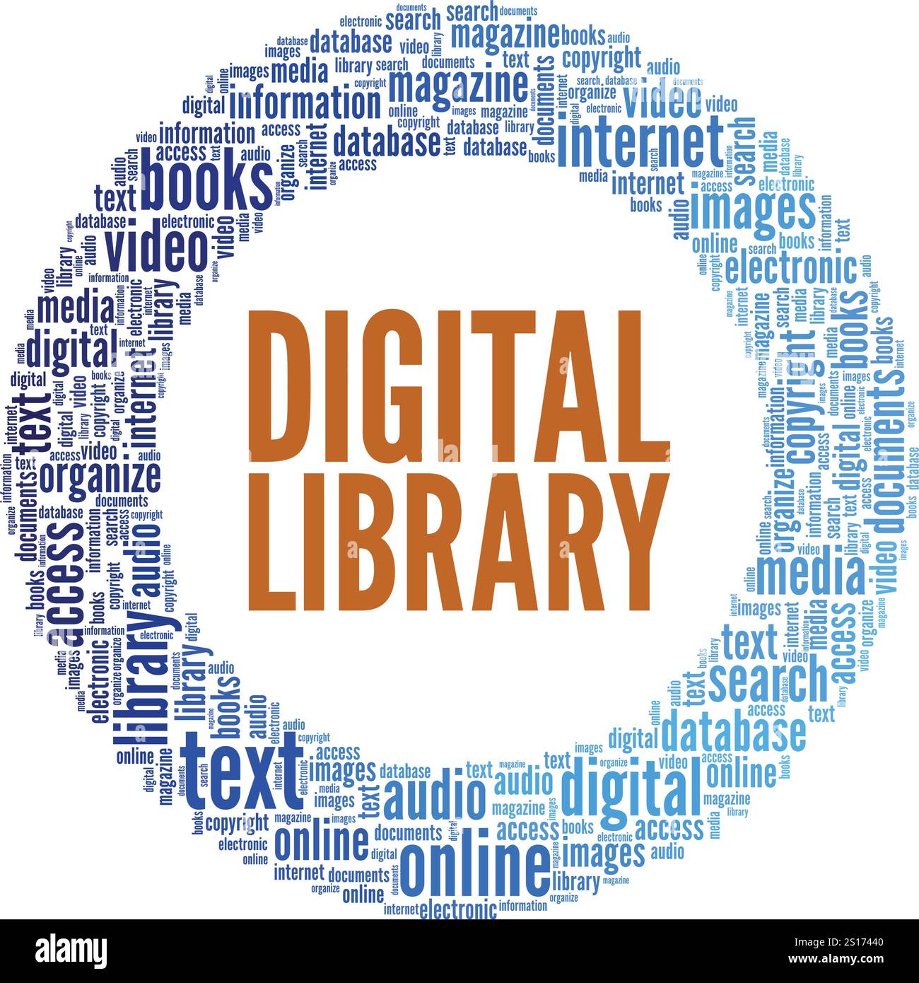 Digital Library word cloud conceptual design isolated on white ...