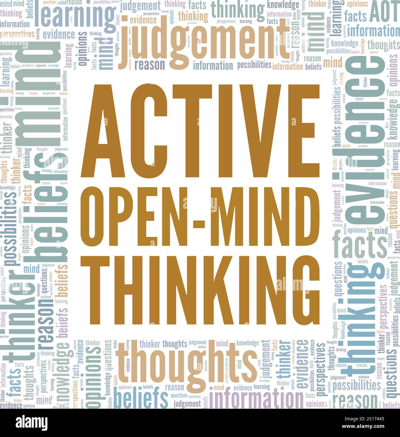 Active Open-Mind Thinking: Open-Mindedness word cloud conceptual design isolated on white ...