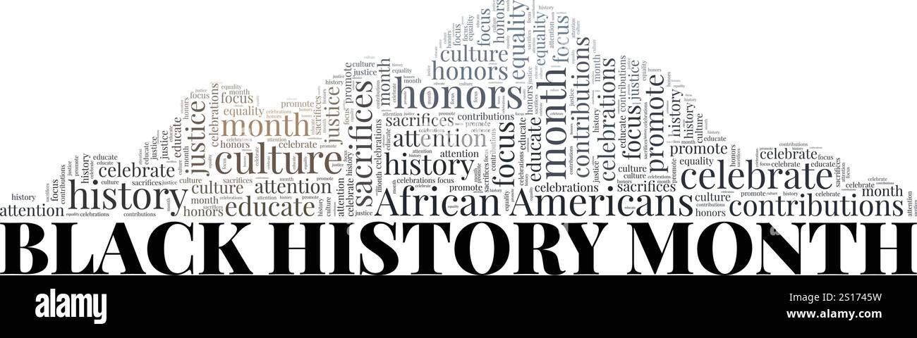 Black History Month word cloud conceptual design isolated on white ...