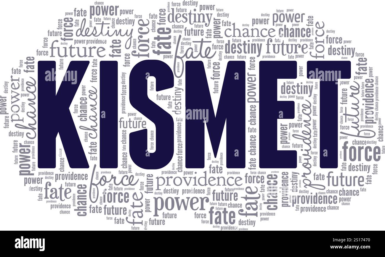 Kismet word cloud conceptual design isolated on white background Stock ...