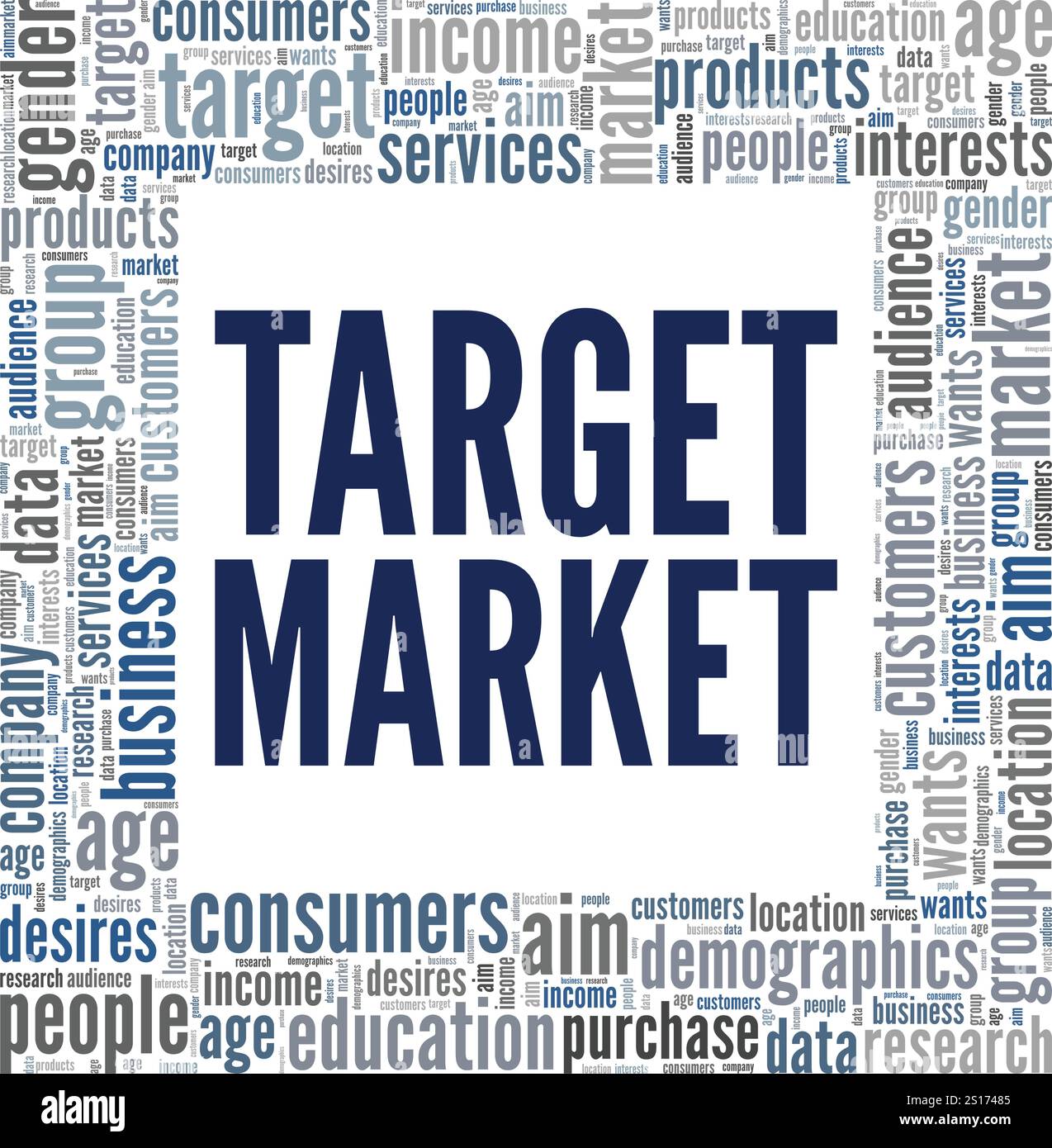 Target Market word cloud conceptual design isolated on white background ...