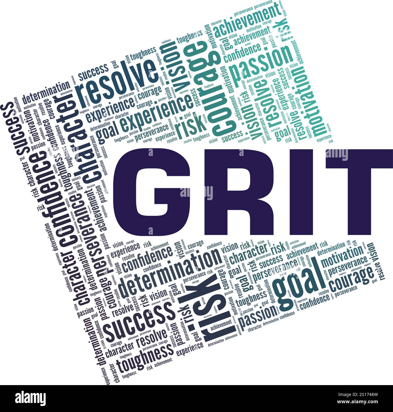 Grit word cloud conceptual design isolated on white background Stock ...