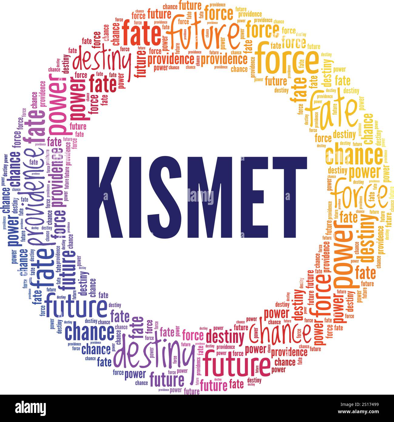 Kismet word cloud conceptual design isolated on white background Stock ...