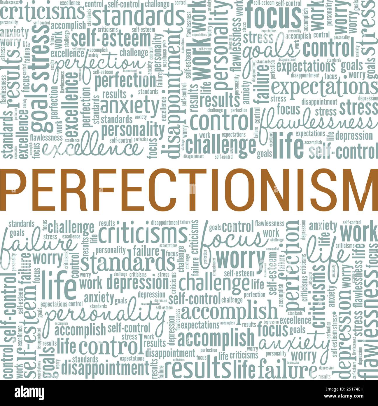 Perfectionism word cloud conceptual design isolated on white background ...