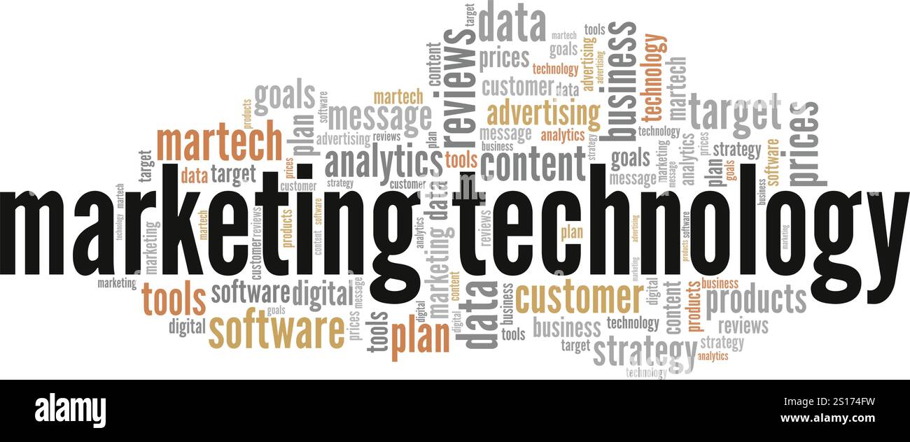 Martech Marketing Technology word cloud conceptual design isolated on ...