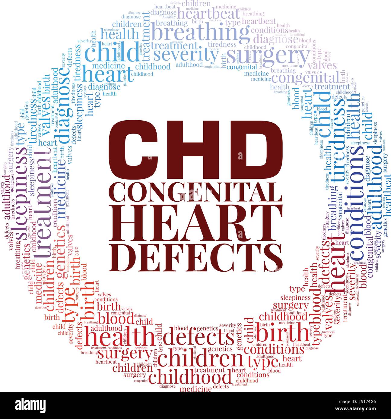 CHD - Congenital Heart Defects word cloud conceptual design isolated on ...
