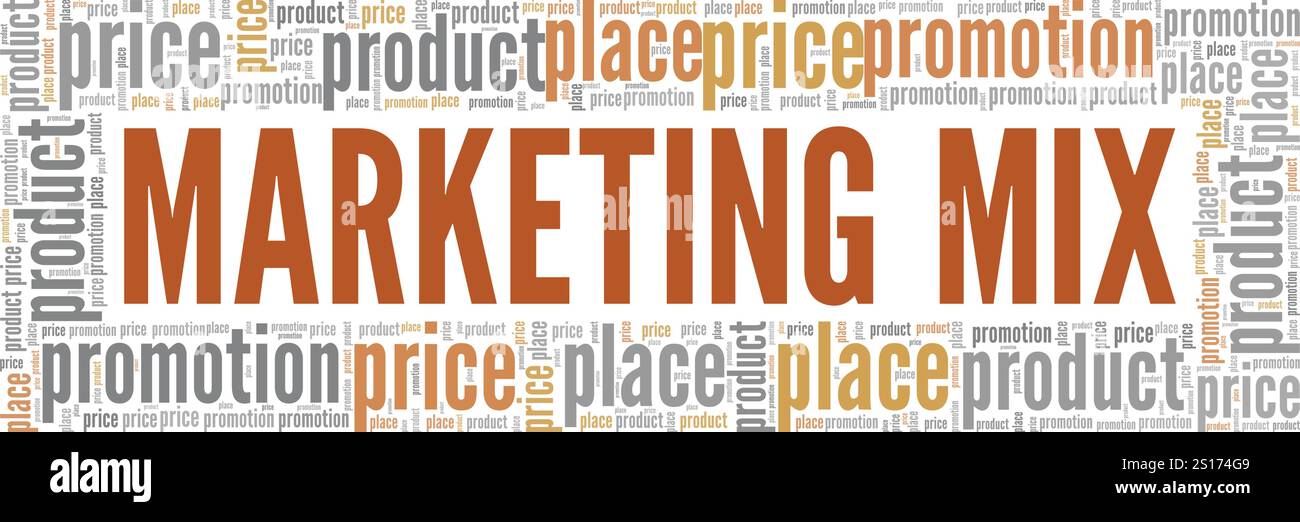 4P's Marketing Mix word cloud conceptual design isolated on white ...