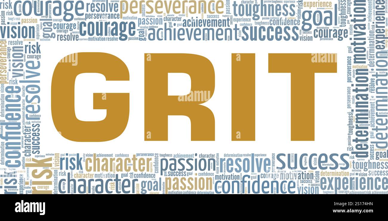 Grit word cloud conceptual design isolated on white background Stock ...