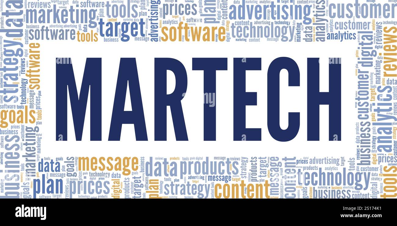 Martech Marketing Technology word cloud conceptual design isolated on ...