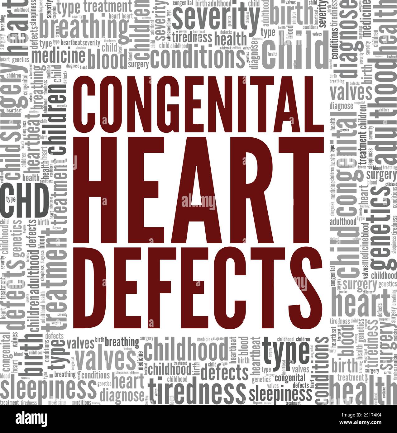 CHD - Congenital Heart Defects word cloud conceptual design isolated on ...