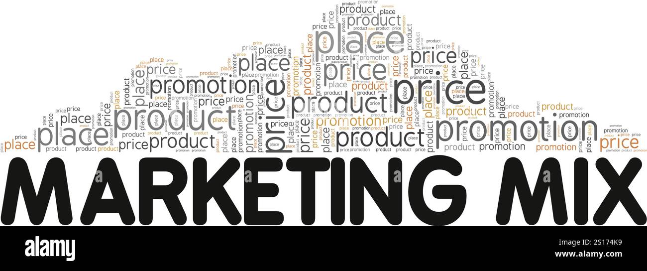 4P's Marketing Mix word cloud conceptual design isolated on white ...