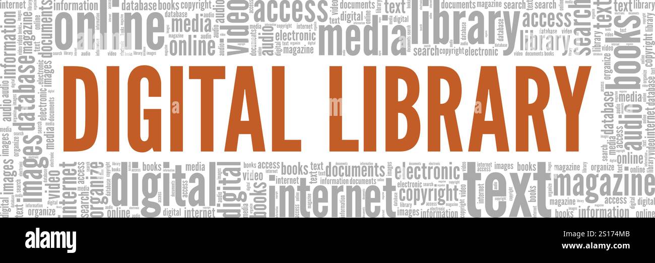 Digital Library word cloud conceptual design isolated on white ...