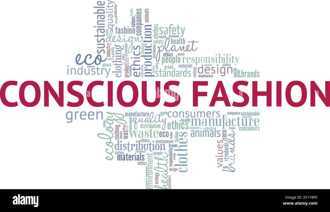 Conscious Fashion word cloud conceptual design isolated on white ...