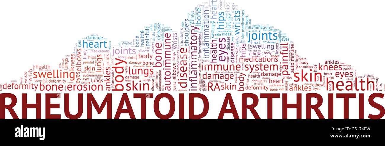 Rheumatoid Arthritis RA word cloud conceptual design isolated on white ...