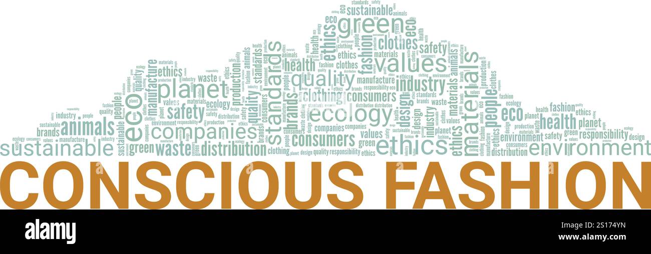 Conscious Fashion word cloud conceptual design isolated on white ...