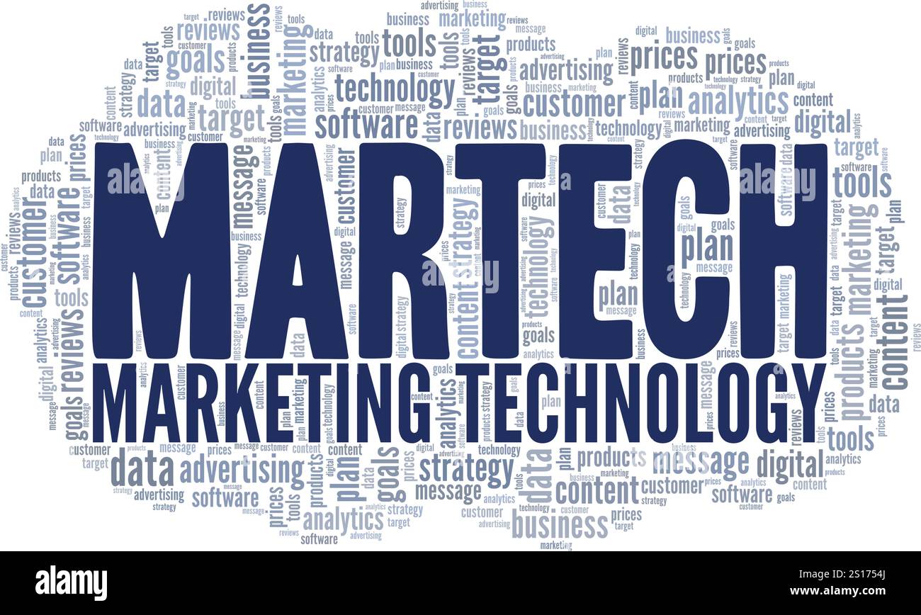 Martech Marketing Technology word cloud conceptual design isolated on ...
