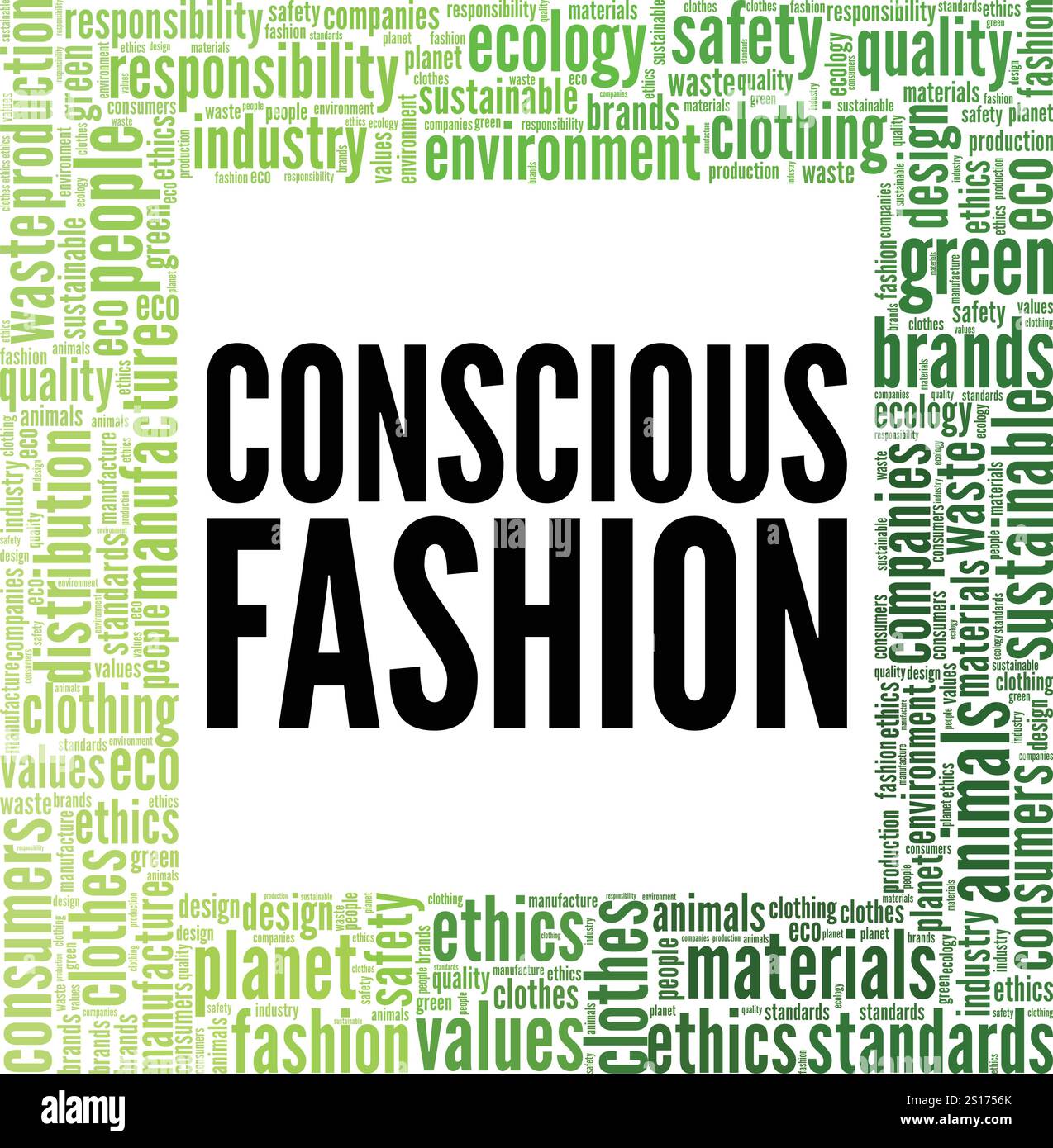 Conscious Fashion word cloud conceptual design isolated on white ...
