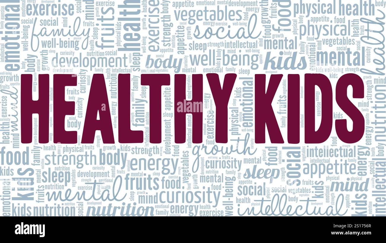 Healthy Kids word cloud conceptual design isolated on white background ...
