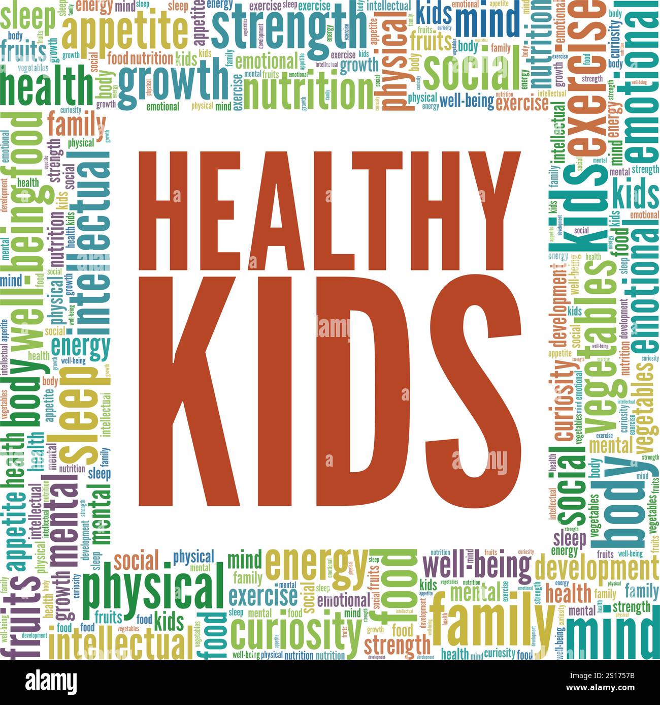 Healthy Kids word cloud conceptual design isolated on white background ...