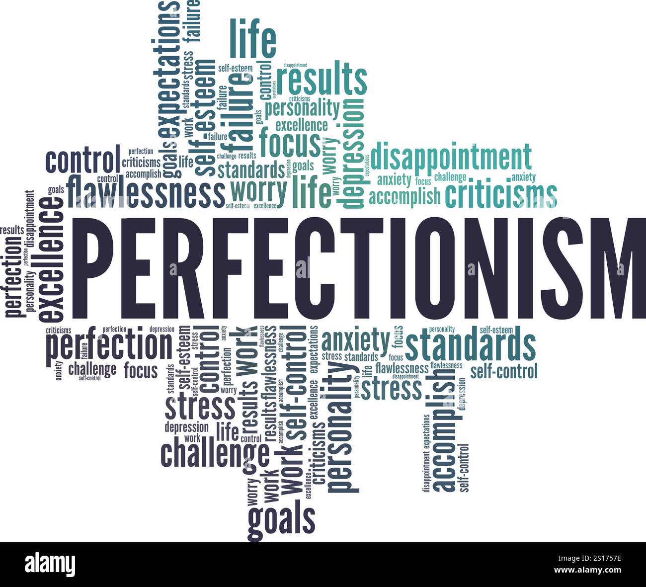 Perfectionism word cloud conceptual design isolated on white background ...
