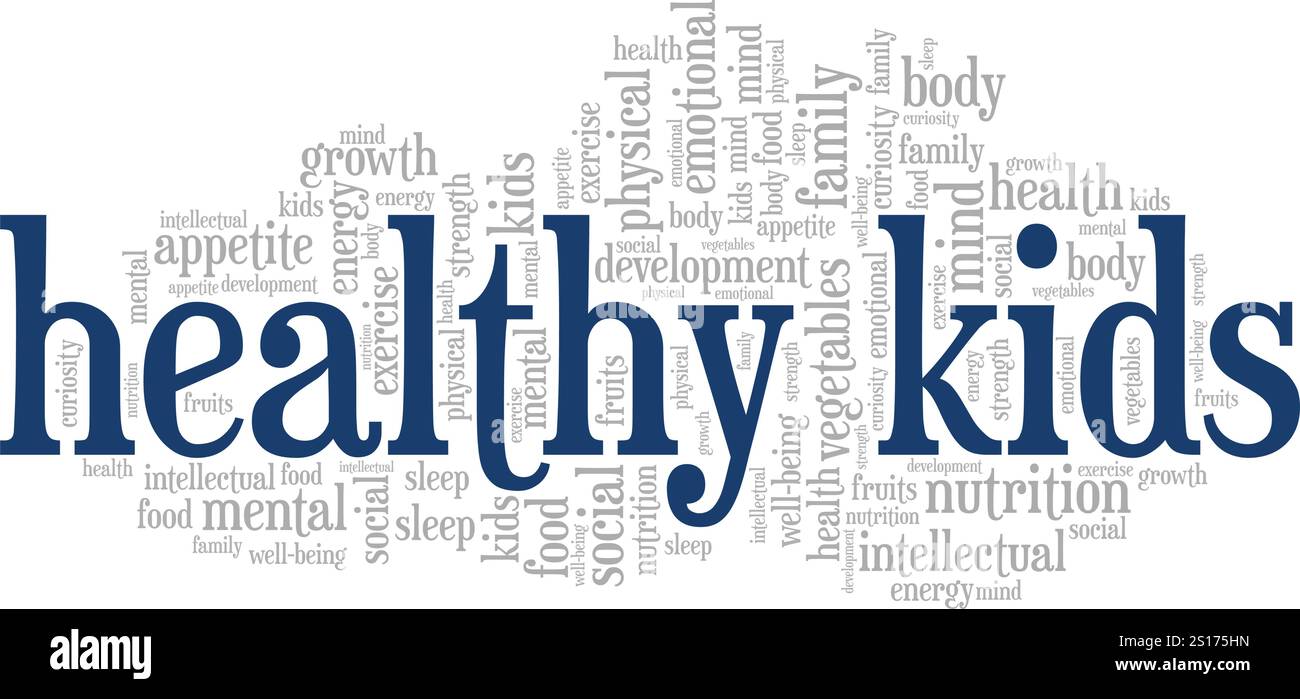 Healthy Kids word cloud conceptual design isolated on white background ...