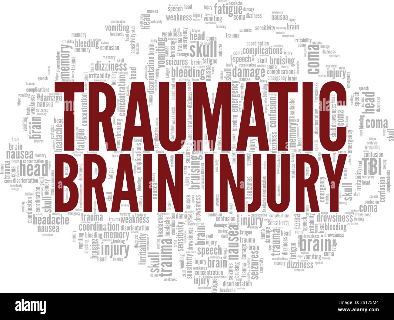 Traumatic Brain Injury TBI word cloud conceptual design isolated on white background Stock ...