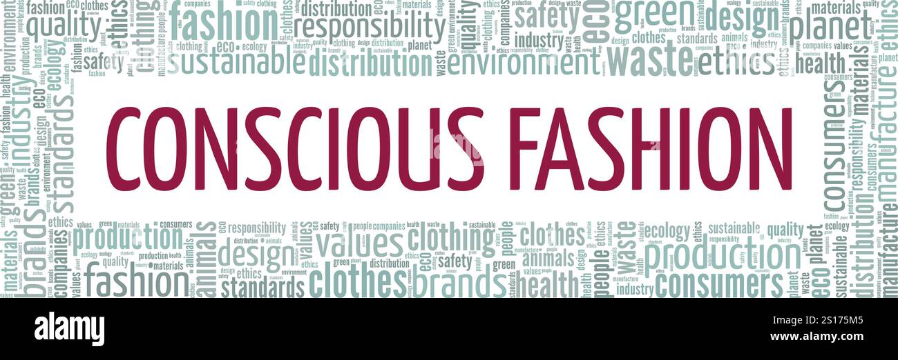 Conscious Fashion word cloud conceptual design isolated on white ...