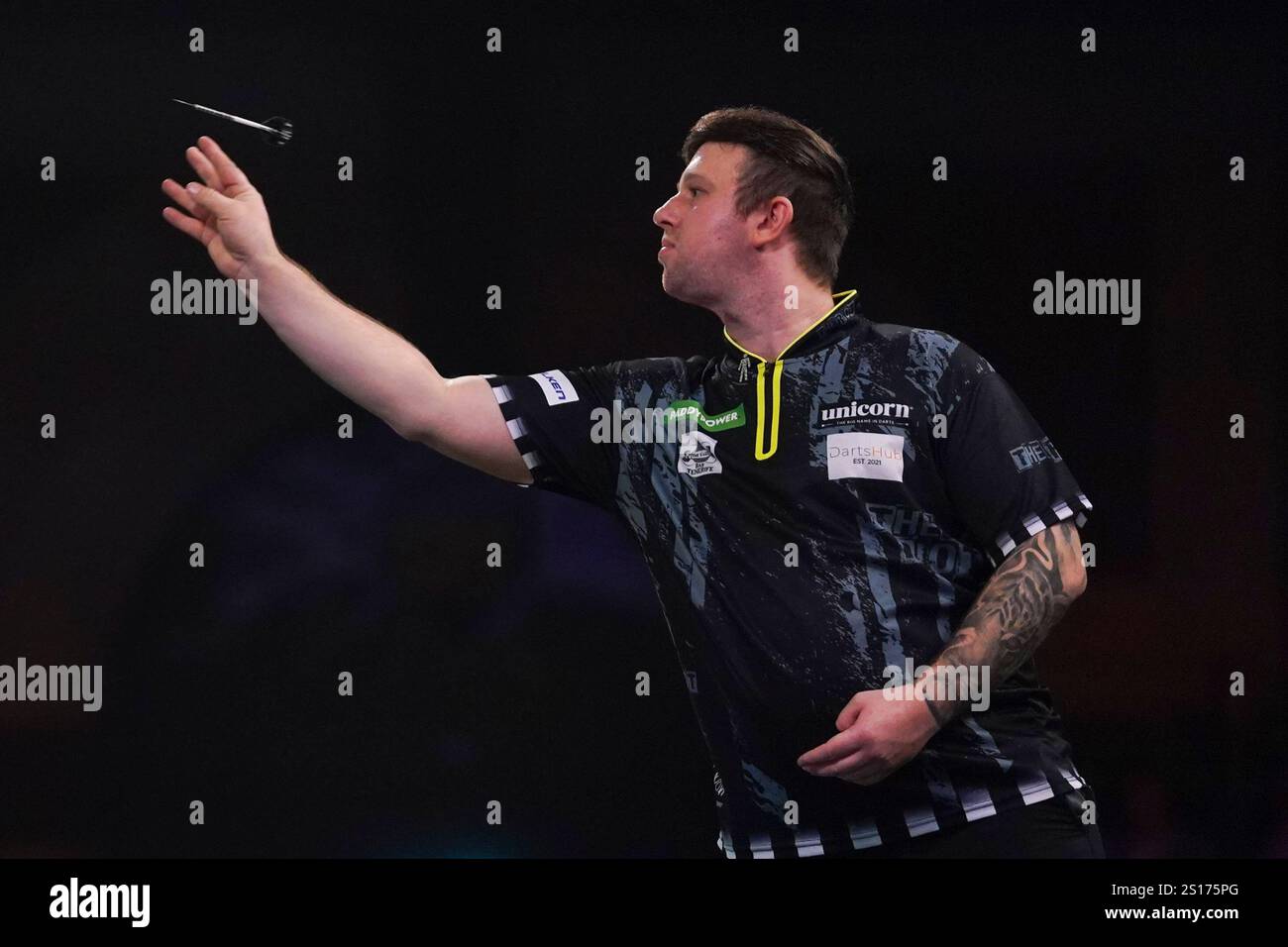 Callan Rydz of England in action during his quarter final match against ...