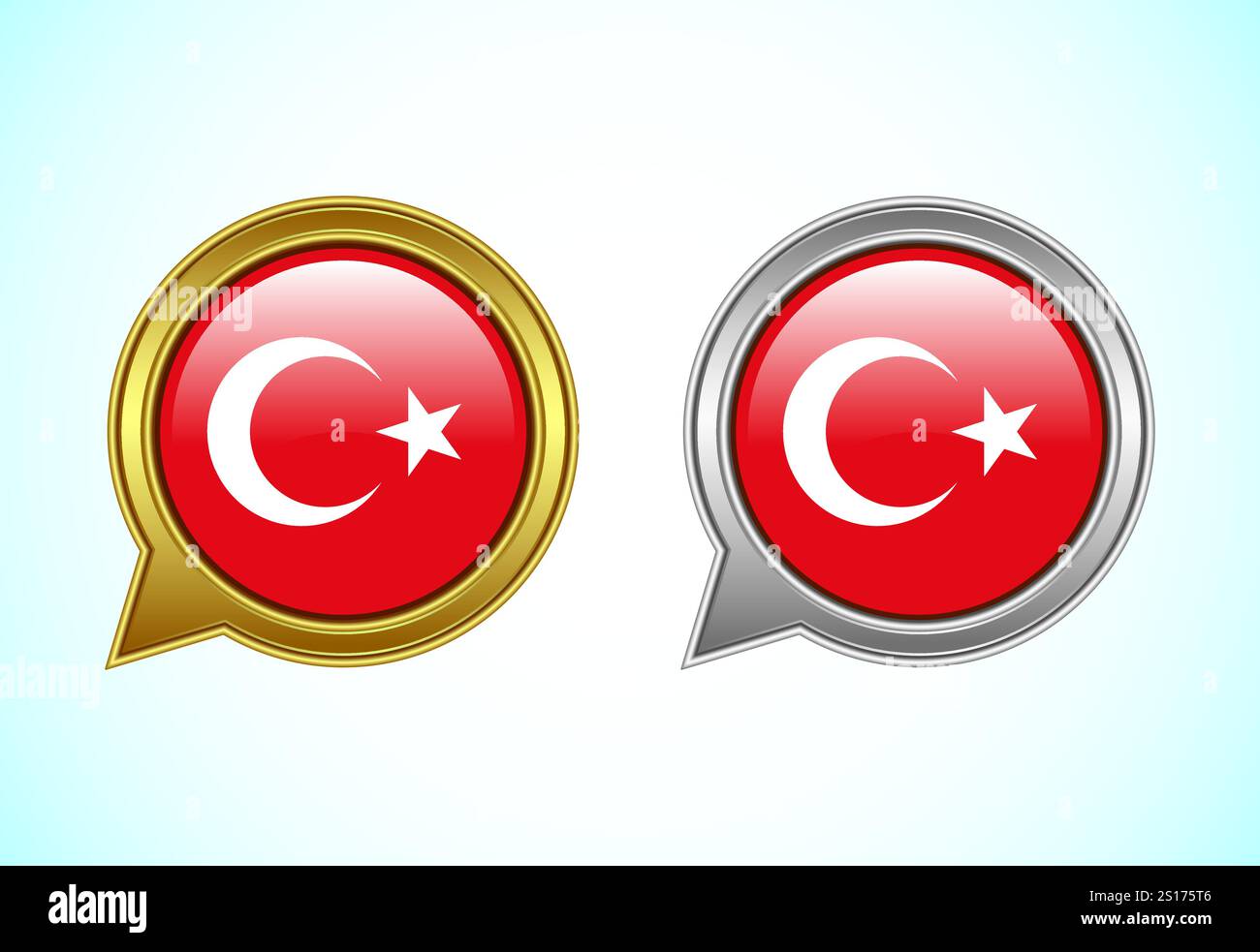 Turkey flag speech bubble. Speaking flag icon in gold and silver color ...