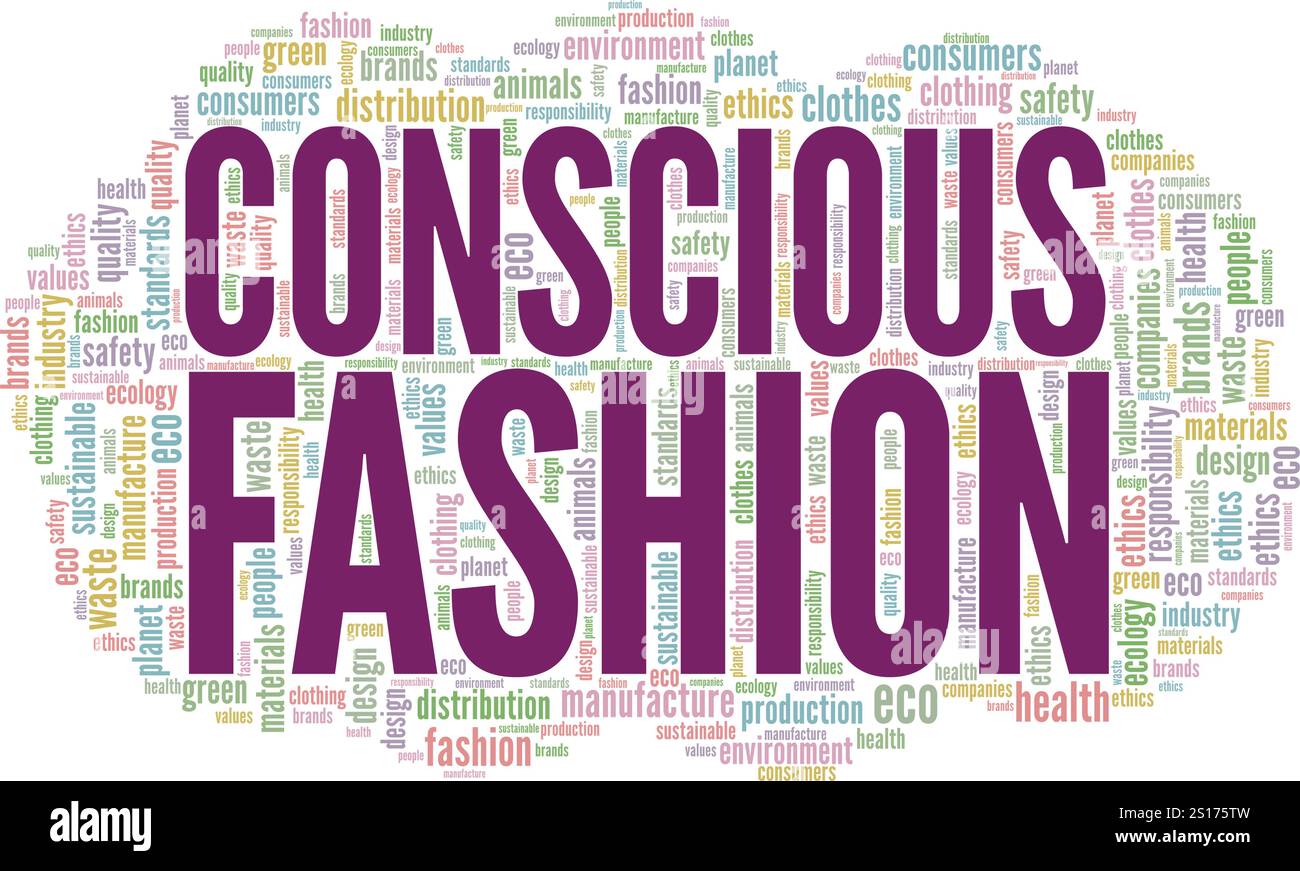 Conscious Fashion word cloud conceptual design isolated on white ...
