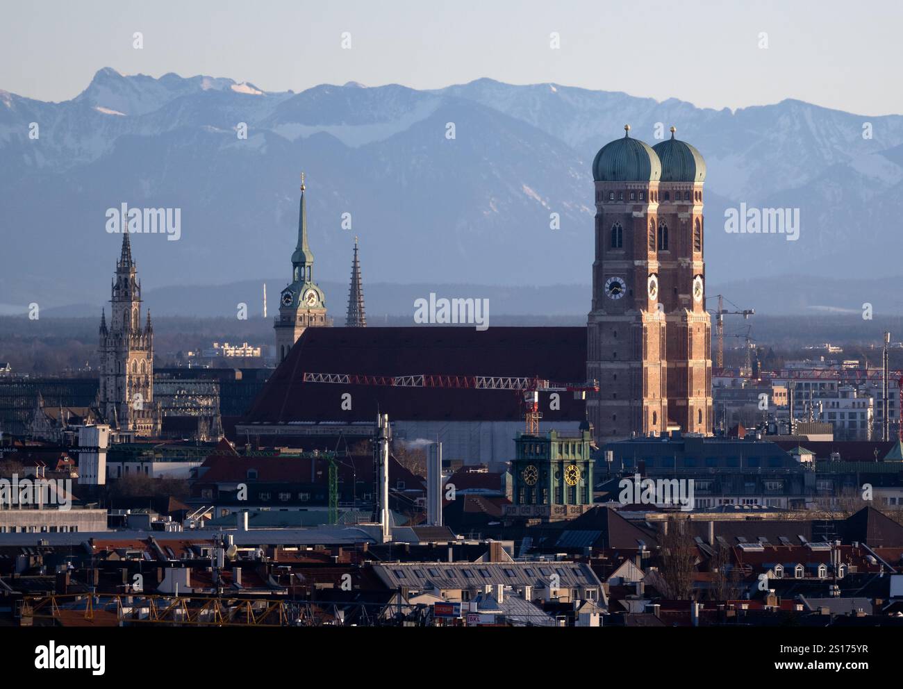 Munich, Germany. 01st Jan, 2025. The towers of the town hall (l-r), the ...
