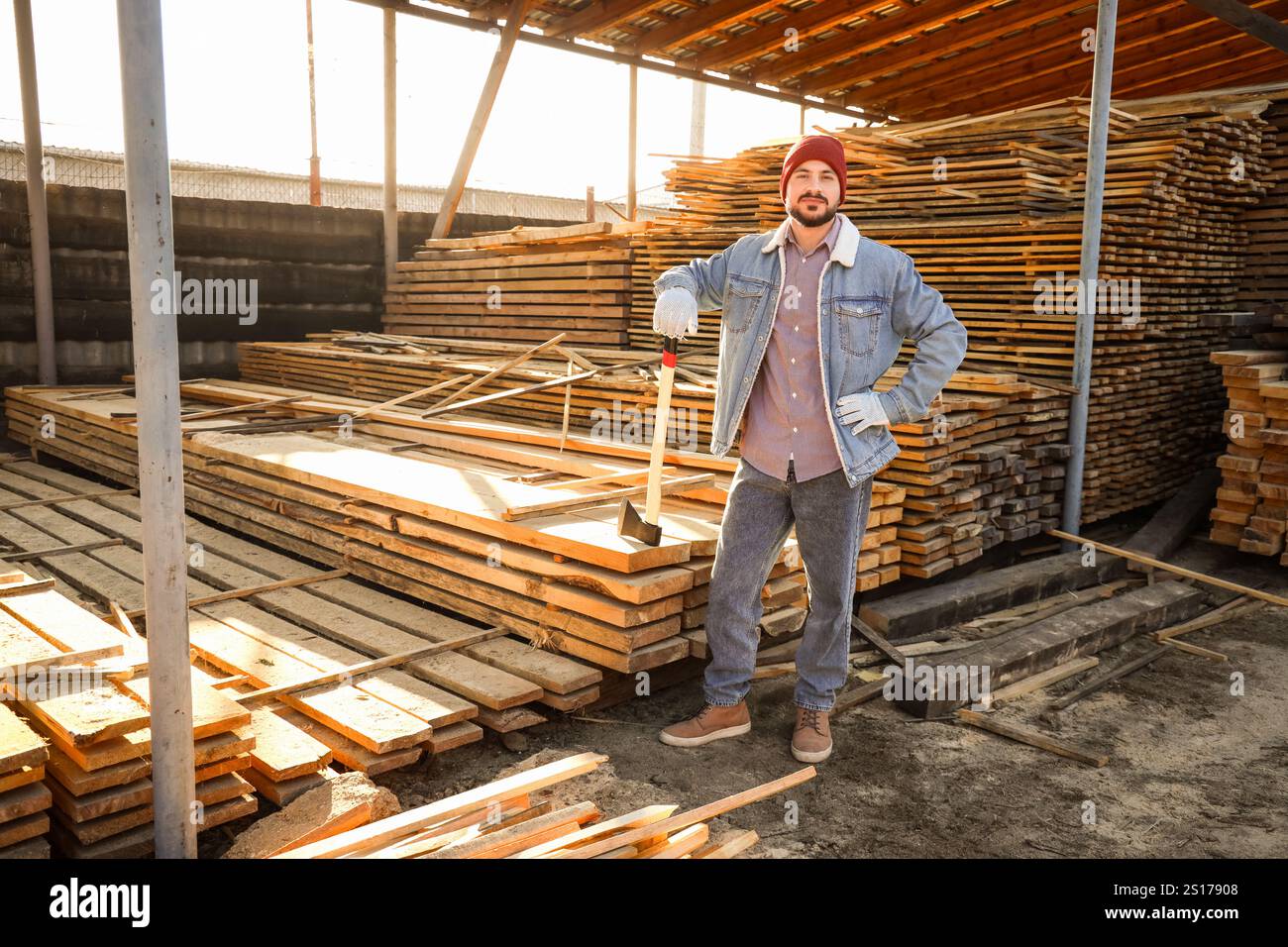 Handsome carpenter axe sawmill hi-res stock photography and images - Alamy
