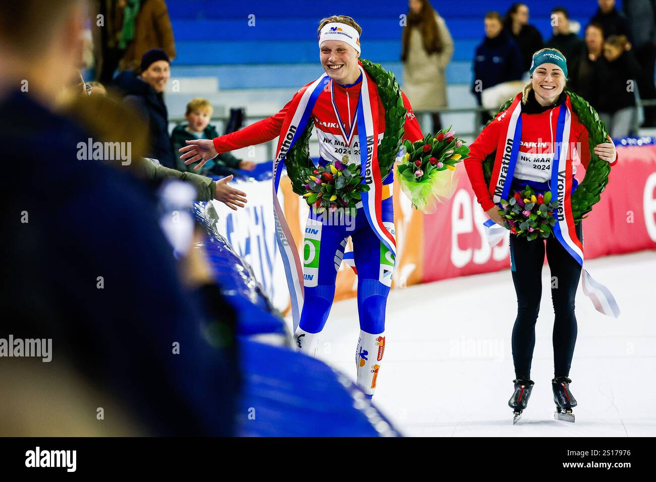 HEERENVEEN - Champions Christian Haasjes and Marijke Groenewoud during ...