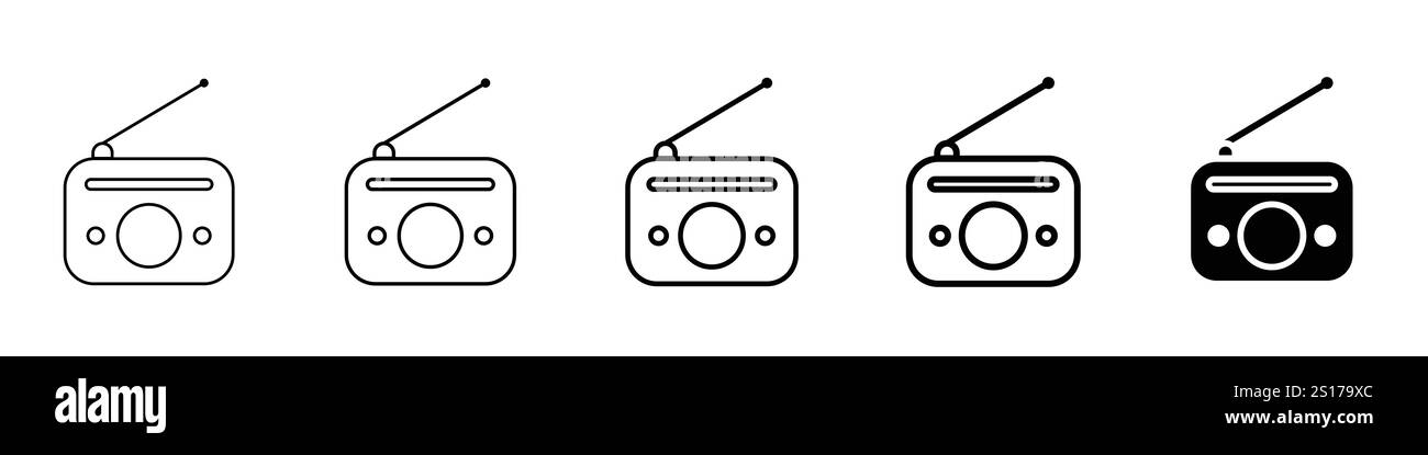 Set of 5 Radio icon - 1 Silhouette - 1 unexpanded vector - Radio icon ...