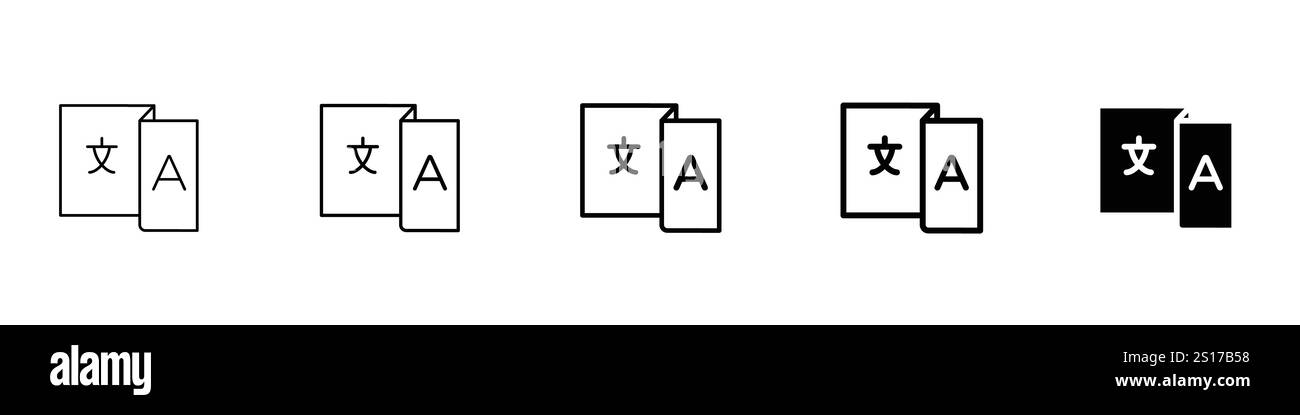 Set of 5 Language icon - 1 Silhouette - 1 unexpanded vector - Line ...